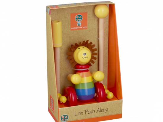 Gift Boxed Wooden Push Along Lion by Orange Tree Toys | Poppy Dog Gifts